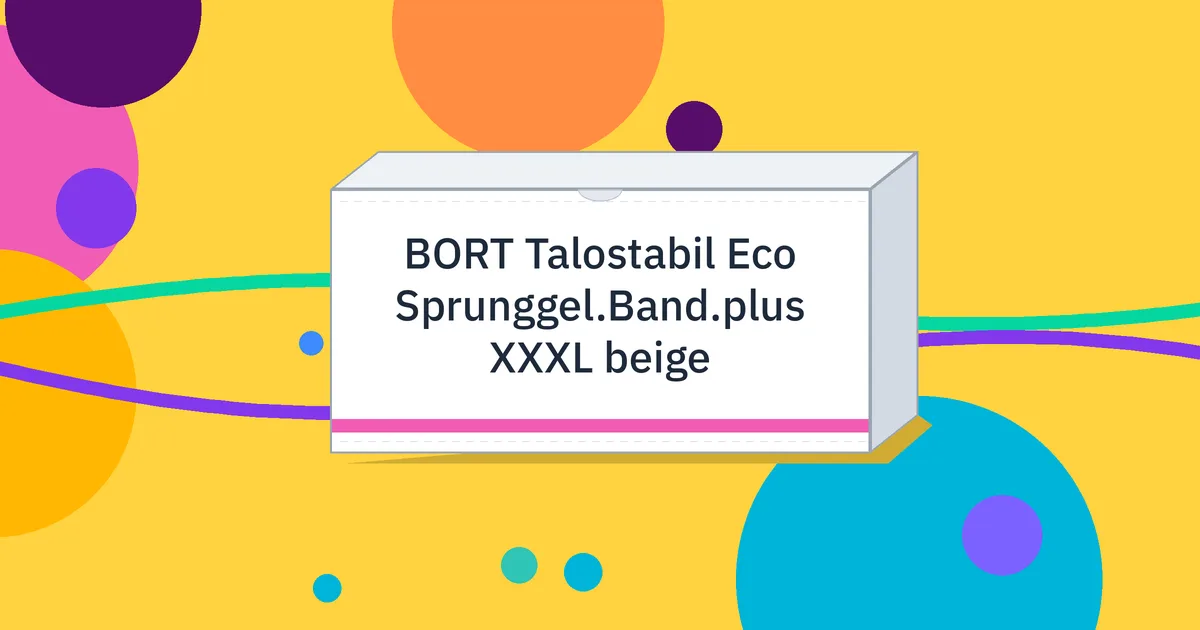Symbolbild: Packung mit der Aufschrift BORT Talostabil Eco Sprunggel.Band.plus XXXL beige (PZN 19110949) – Verfügbarkeit und Bezug in Apotheken in Frankfurt am Main