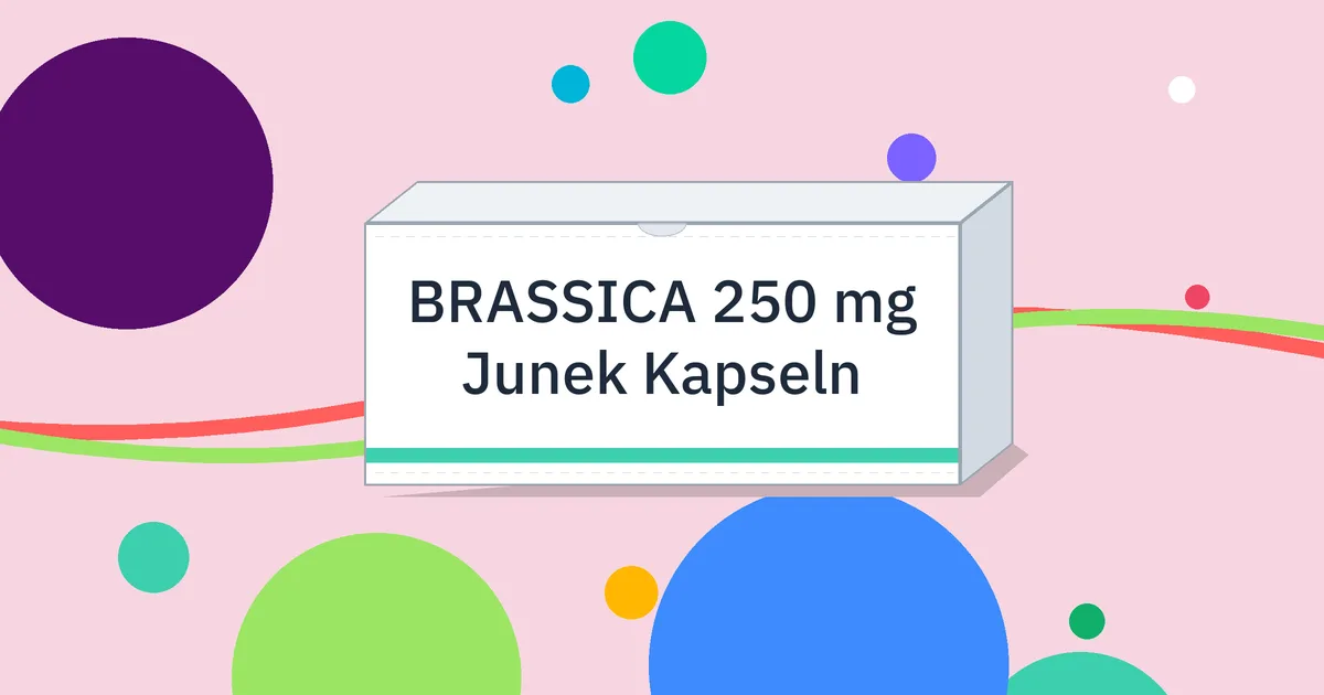 Symbolbild: Packung mit der Aufschrift BRASSICA 250 mg Junek Kapseln (PZN 01105824) – Verfügbarkeit und Bezug in Apotheken in Frankfurt am Main