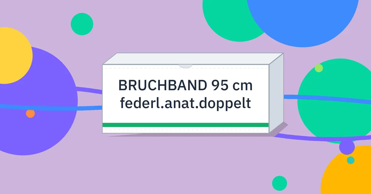Symbolbild: Packung mit der Aufschrift BRUCHBAND 95 cm federl.anat.doppelt (PZN 01961782) – Verfügbarkeit und Bezug in Apotheken in Frankfurt am Main