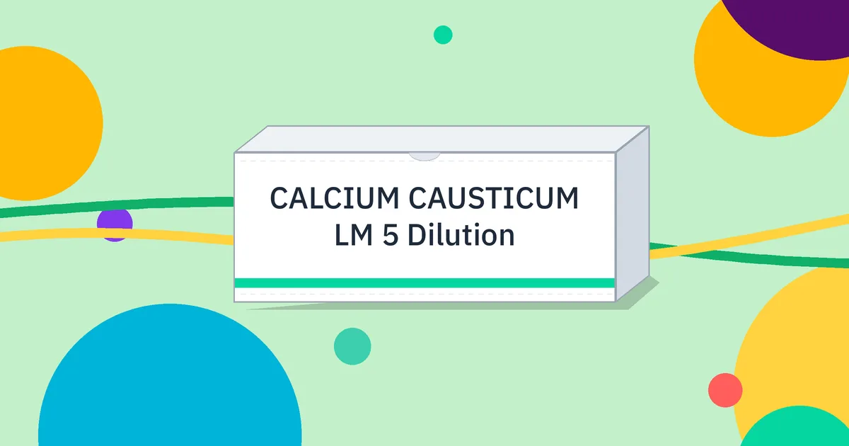 Symbolbild: Packung mit der Aufschrift CALCIUM CAUSTICUM LM 5 Dilution (PZN 12803856) – Verfügbarkeit und Bezug in Apotheken in Frankfurt am Main