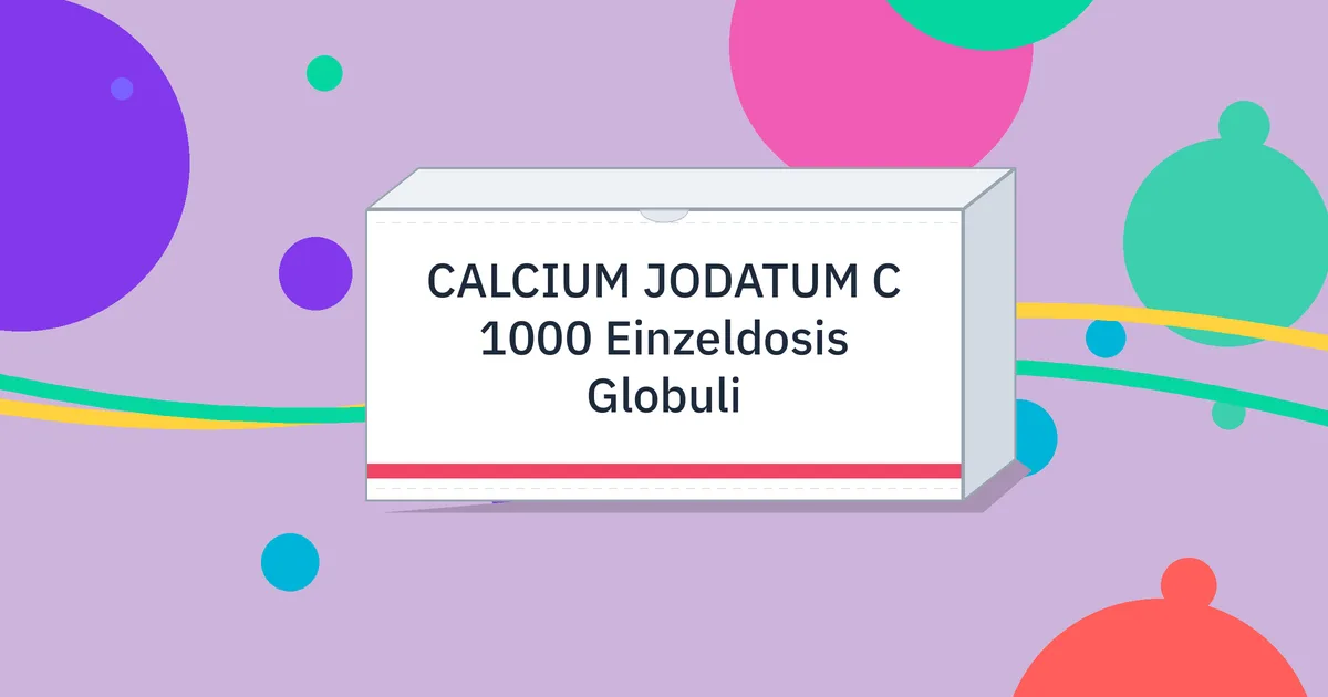 Symbolbild: Packung mit der Aufschrift CALCIUM JODATUM C 1000 Einzeldosis Globuli (PZN 01917893) – Verfügbarkeit und Bezug in Apotheken in Frankfurt am Main
