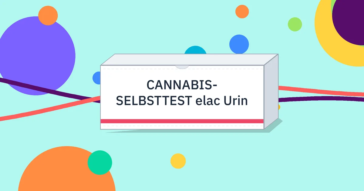 Symbolbild: Packung mit der Aufschrift CANNABIS-SELBSTTEST elac Urin (PZN 18602283) – Verfügbarkeit und Bezug in Apotheken in Frankfurt am Main