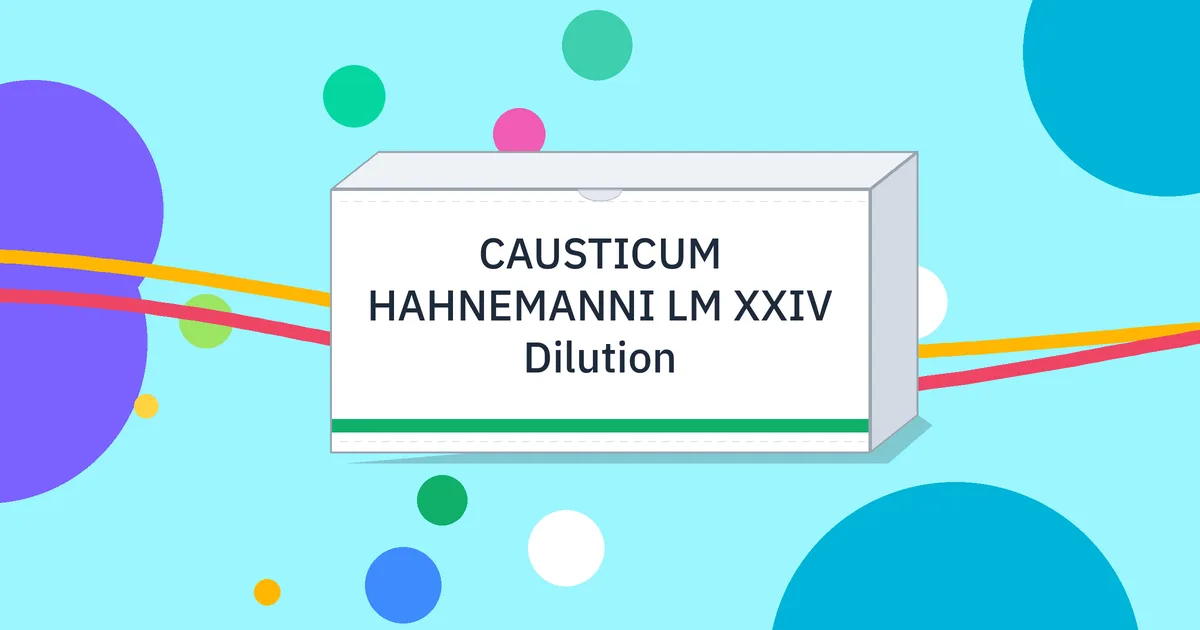 Symbolbild: Packung mit der Aufschrift CAUSTICUM HAHNEMANNI LM XXIV Dilution (PZN 02674151) – Verfügbarkeit und Bezug in Apotheken in Frankfurt am Main