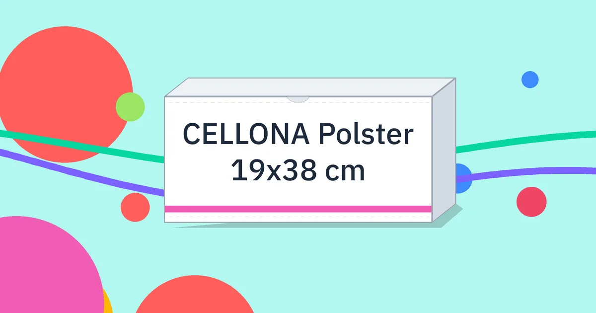 Symbolbild: Packung mit der Aufschrift CELLONA Polster 19x38 cm (PZN 17831395) – Verfügbarkeit und Bezug in Apotheken in Frankfurt am Main
