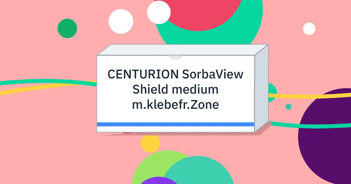 Symbolbild: Packung mit der Aufschrift CENTURION SorbaView Shield medium m.klebefr.Zone (PZN 13705021) – Verfügbarkeit und Bezug in Apotheken in Frankfurt am Main