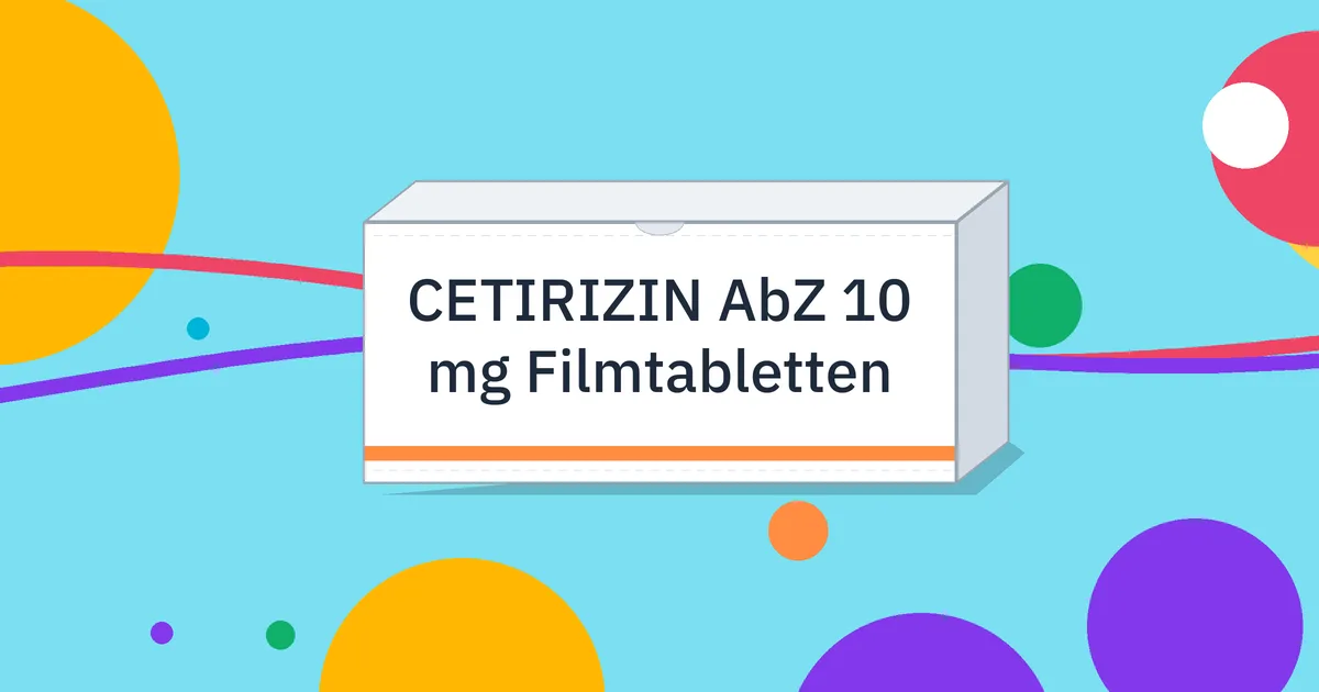 Symbolbild: Packung mit der Aufschrift CETIRIZIN AbZ 10 mg Filmtabletten (PZN 06716142) – Verfügbarkeit und Bezug in Apotheken in Frankfurt am Main