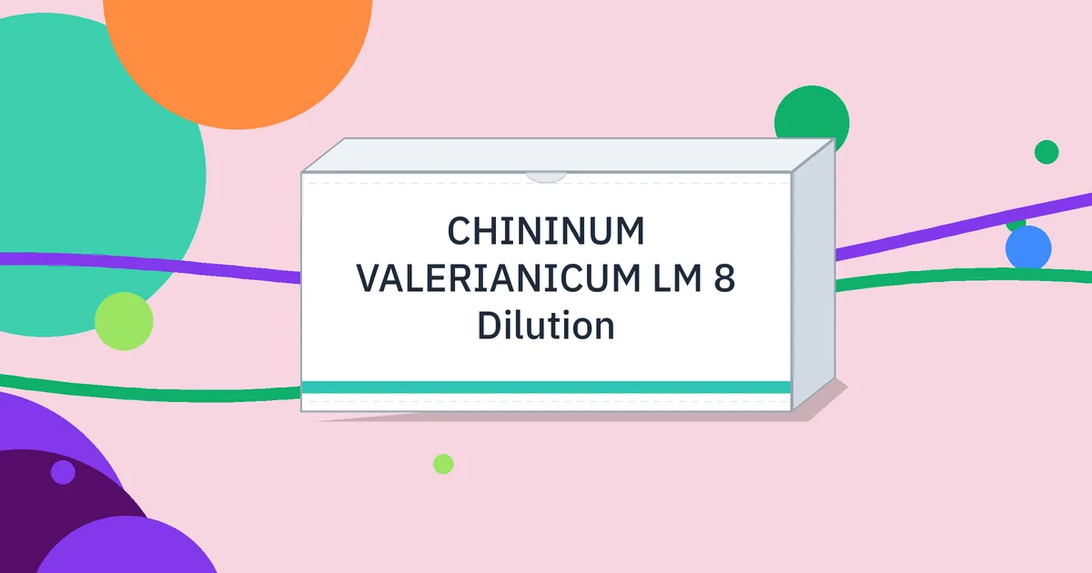 Symbolbild: Packung mit der Aufschrift CHININUM VALERIANICUM LM 8 Dilution (PZN 13442662) – Verfügbarkeit und Bezug in Apotheken in Frankfurt am Main