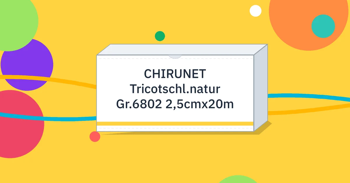 Symbolbild: Packung mit der Aufschrift CHIRUNET Tricotschl.natur Gr.6802 2,5cmx20m (PZN 08536734) – Verfügbarkeit und Bezug in Apotheken in Frankfurt am Main