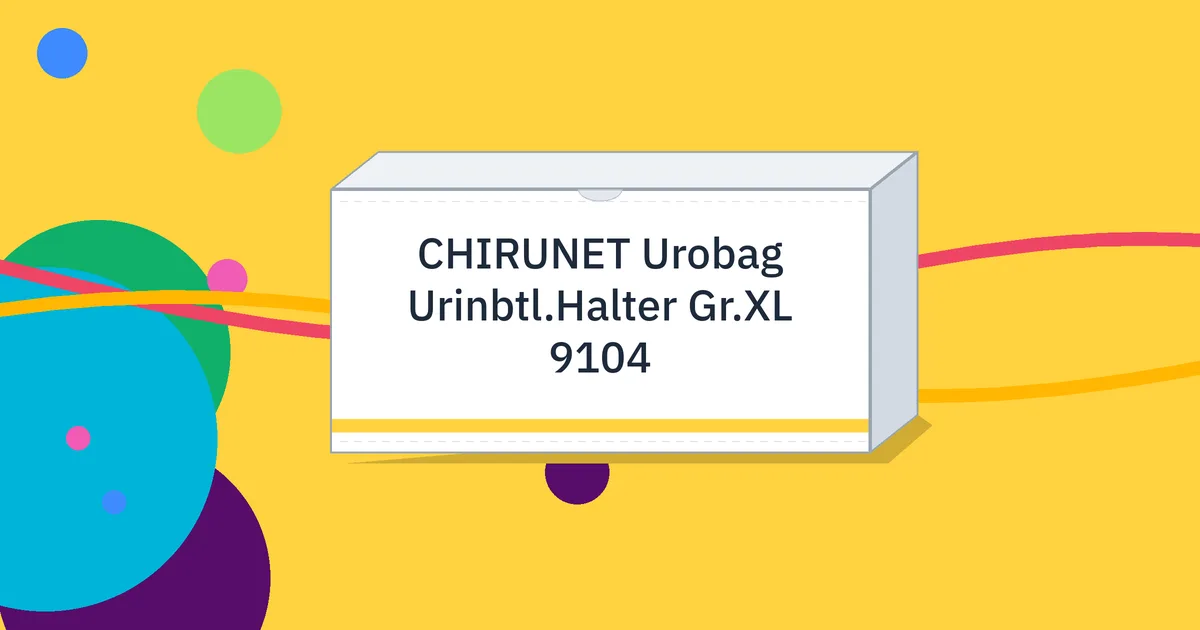 Symbolbild: Packung mit der Aufschrift CHIRUNET Urobag Urinbtl.Halter Gr.XL 9104 (PZN 00478167) – Verfügbarkeit und Bezug in Apotheken in Frankfurt am Main