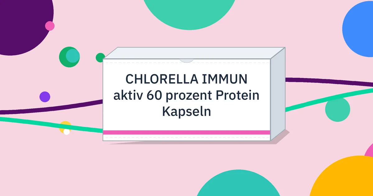 Symbolbild: Packung mit der Aufschrift CHLORELLA IMMUN aktiv 60 prozent Protein Kapseln (PZN 16675473) – Verfügbarkeit und Bezug in Apotheken in Frankfurt am Main