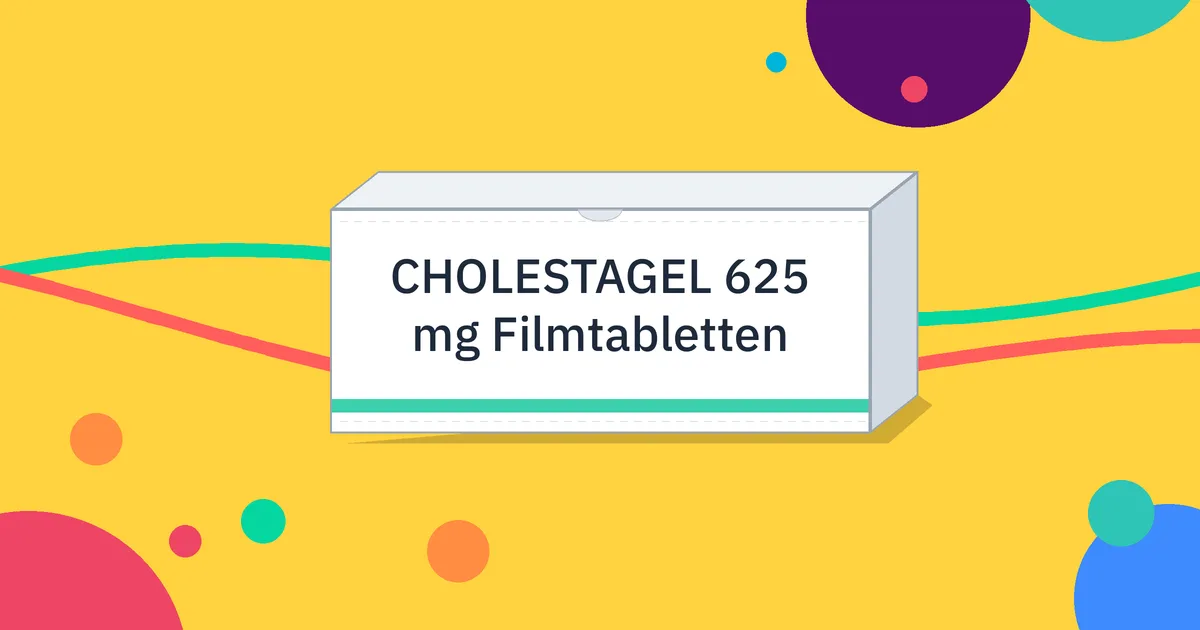 Symbolbild: Packung mit der Aufschrift CHOLESTAGEL 625 mg Filmtabletten (PZN 12531903) – Verfügbarkeit und Bezug in Apotheken in Frankfurt am Main