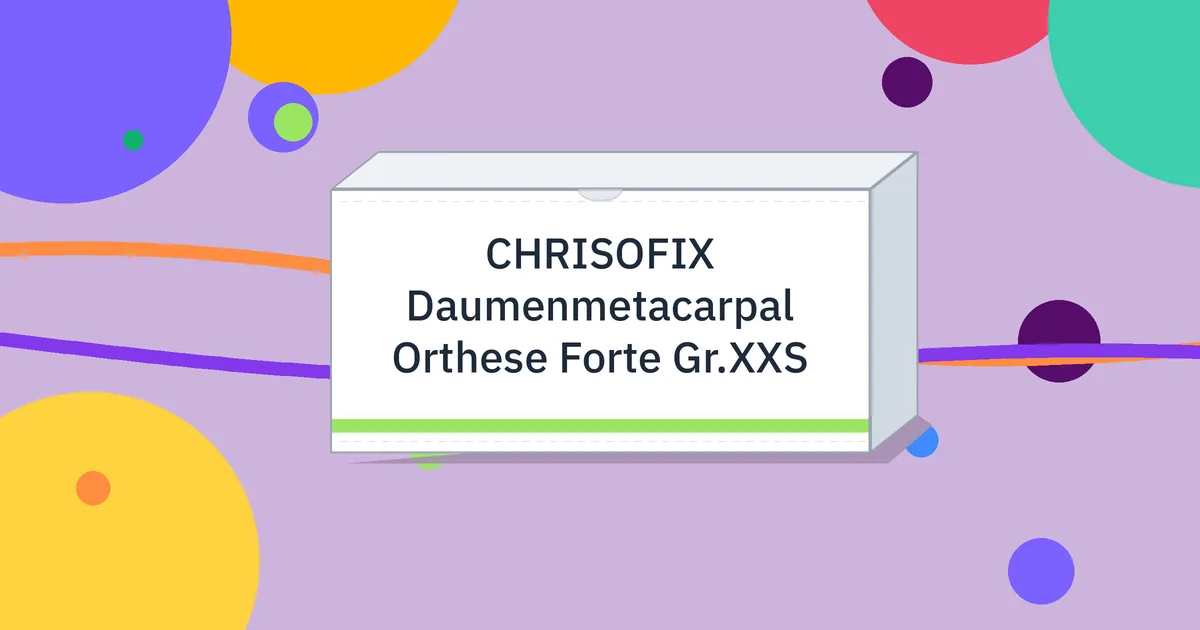 Symbolbild: Packung mit der Aufschrift CHRISOFIX Daumenmetacarpal Orthese Forte Gr.XXS (PZN 12473531) – Verfügbarkeit und Bezug in Apotheken in Frankfurt am Main
