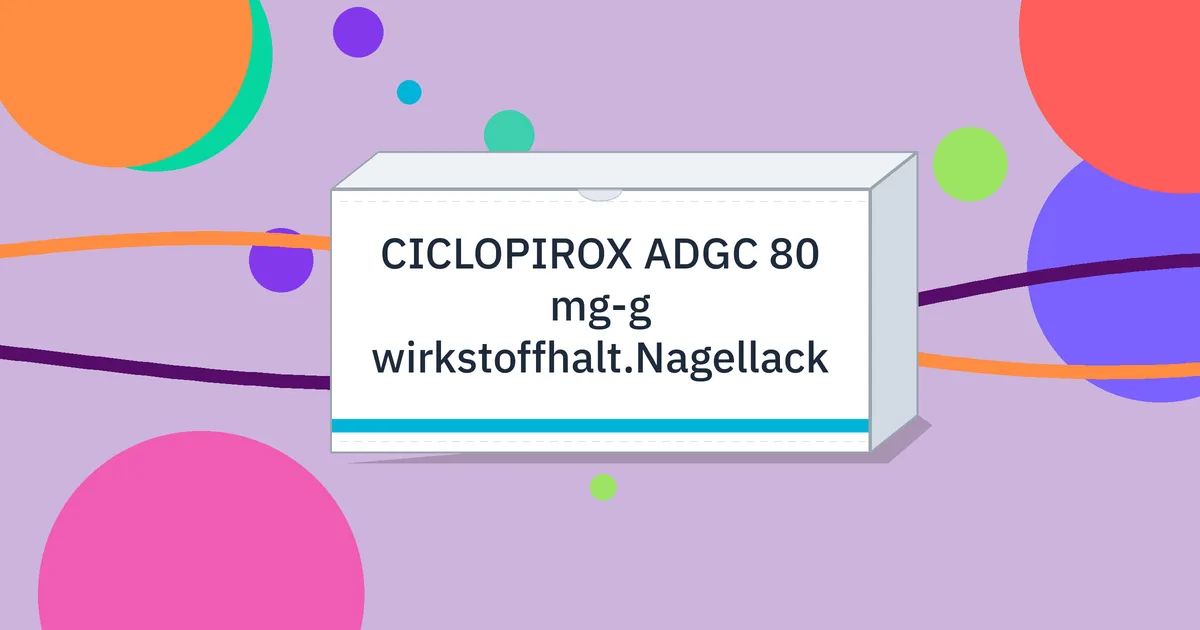 Symbolbild: Packung mit der Aufschrift CICLOPIROX ADGC 80 mg-g wirkstoffhalt.Nagellack (PZN 17184228) – Verfügbarkeit und Bezug in Apotheken in Frankfurt am Main