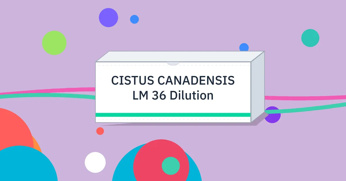 Symbolbild: Packung mit der Aufschrift CISTUS CANADENSIS LM 36 Dilution (PZN 12821529) – Verfügbarkeit und Bezug in Apotheken in Frankfurt am Main