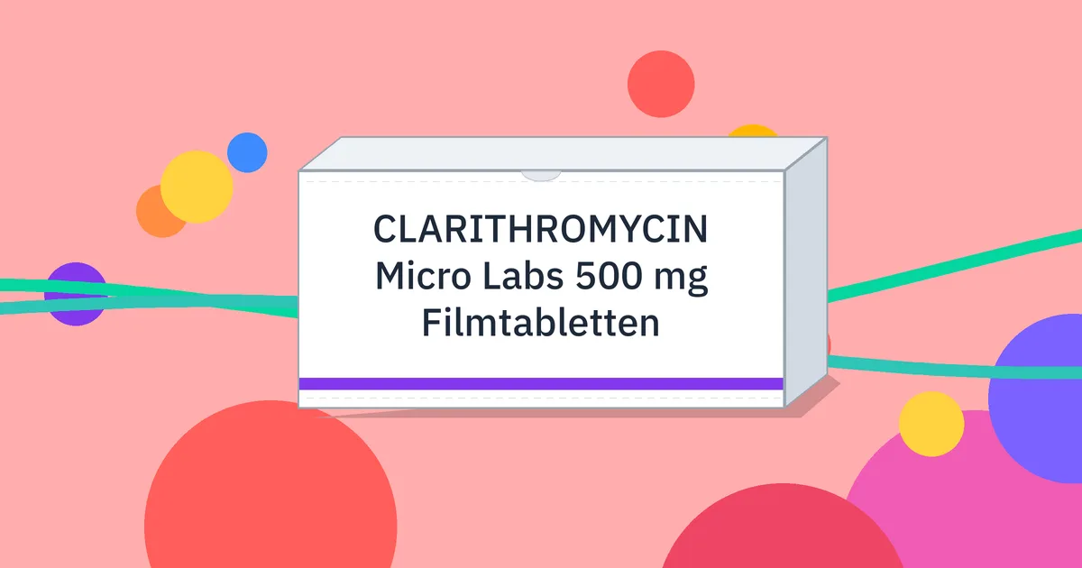 Symbolbild: Packung mit der Aufschrift CLARITHROMYCIN Micro Labs 500 mg Filmtabletten (PZN 10818492) – Verfügbarkeit und Bezug in Apotheken in Frankfurt am Main