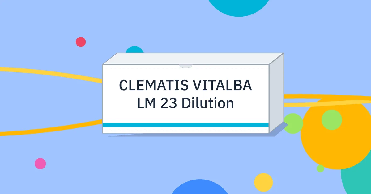 Symbolbild: Packung mit der Aufschrift CLEMATIS VITALBA LM 23 Dilution (PZN 13447493) – Verfügbarkeit und Bezug in Apotheken in Frankfurt am Main