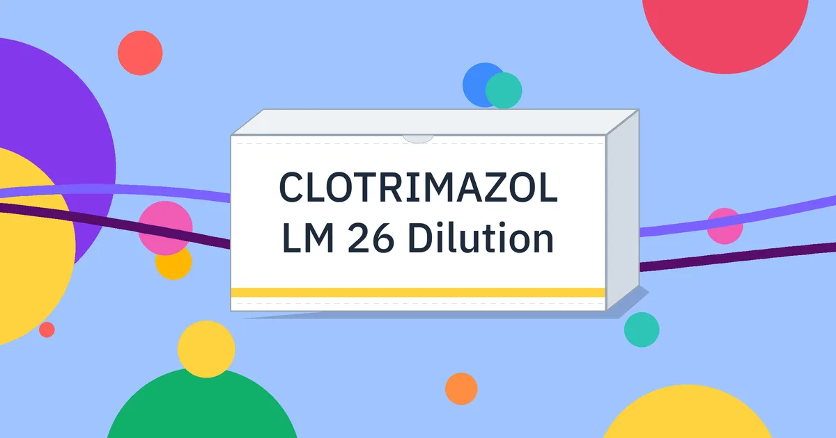 Symbolbild: Packung mit der Aufschrift CLOTRIMAZOL LM 26 Dilution (PZN 12822842) – Verfügbarkeit und Bezug in Apotheken in Frankfurt am Main