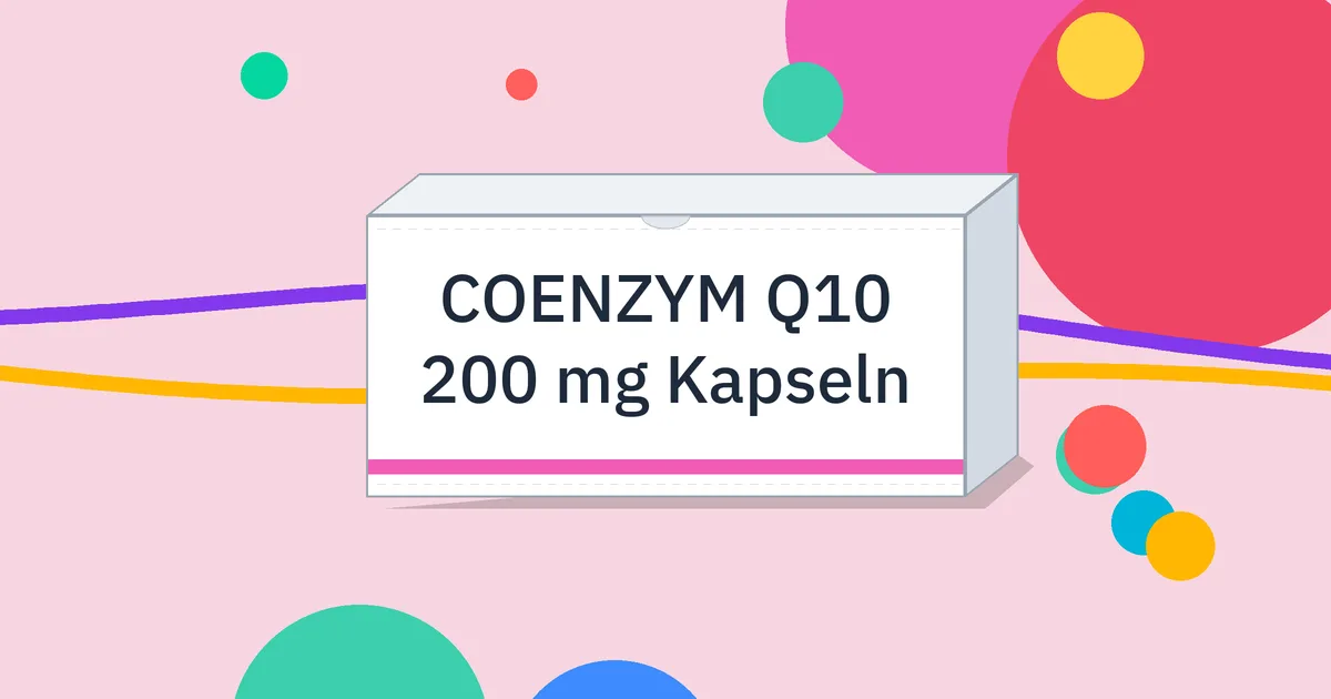 Symbolbild: Packung mit der Aufschrift COENZYM Q10 200 mg Kapseln (PZN 13719566) – Verfügbarkeit und Bezug in Apotheken in Frankfurt am Main
