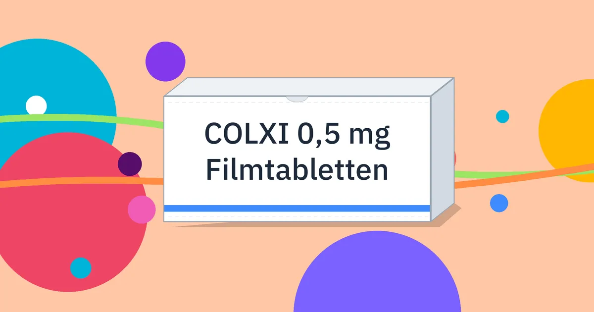 Symbolbild: Packung mit der Aufschrift COLXI 0,5 mg Filmtabletten (PZN 20315510) – Verfügbarkeit und Bezug in Apotheken in Frankfurt am Main