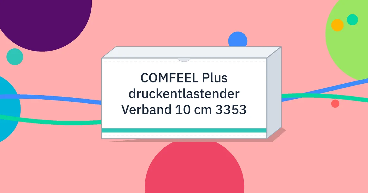 Symbolbild: Packung mit der Aufschrift COMFEEL Plus druckentlastender Verband 10 cm 3353 (PZN 12653730) – Verfügbarkeit und Bezug in Apotheken in Frankfurt am Main