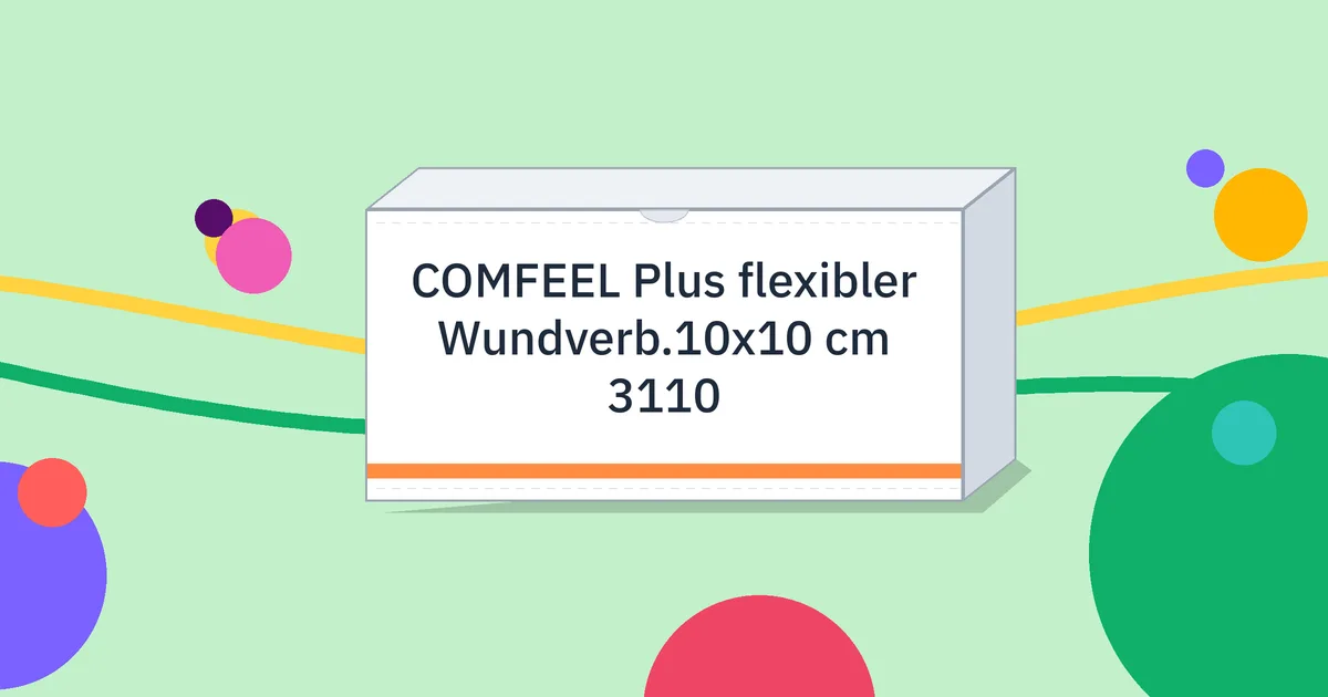 Symbolbild: Packung mit der Aufschrift COMFEEL Plus flexibler Wundverb.10x10 cm 3110 (PZN 13820934) – Verfügbarkeit und Bezug in Apotheken in Frankfurt am Main