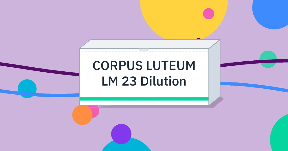 Symbolbild: Packung mit der Aufschrift CORPUS LUTEUM LM 23 Dilution (PZN 12834986) – Verfügbarkeit und Bezug in Apotheken in Frankfurt am Main