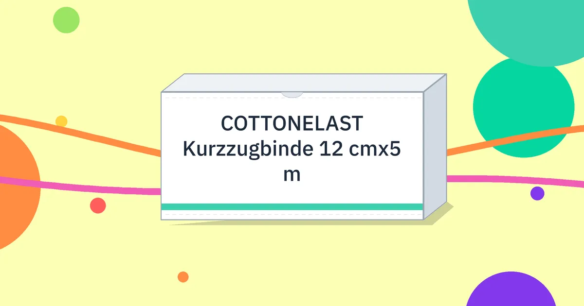 Symbolbild: Packung mit der Aufschrift COTTONELAST Kurzzugbinde 12 cmx5 m (PZN 18037788) – Verfügbarkeit und Bezug in Apotheken in Frankfurt am Main