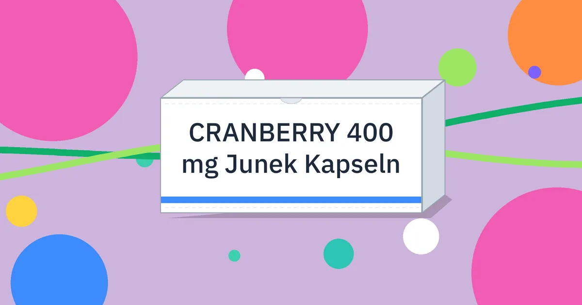 Symbolbild: Packung mit der Aufschrift CRANBERRY 400 mg Junek Kapseln (PZN 00989005) – Verfügbarkeit und Bezug in Apotheken in Frankfurt am Main
