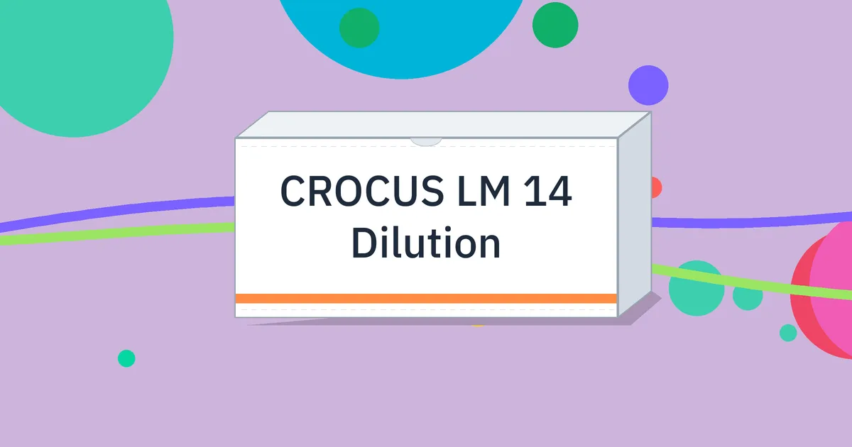 Symbolbild: Packung mit der Aufschrift CROCUS LM 14 Dilution (PZN 12835603) – Verfügbarkeit und Bezug in Apotheken in Frankfurt am Main