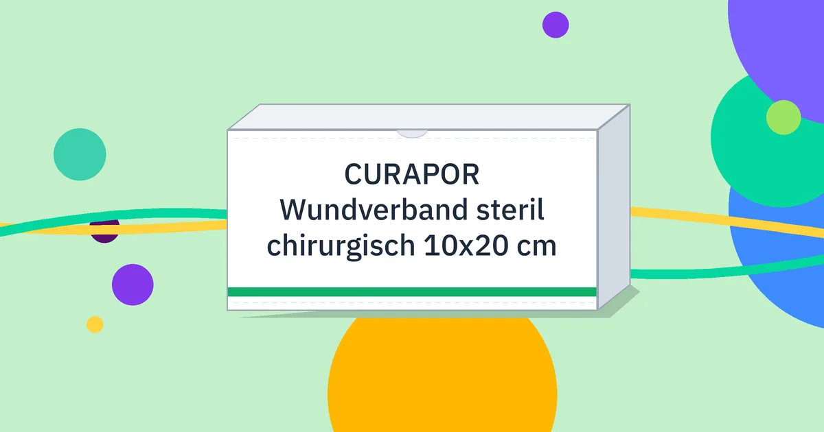 Symbolbild: Packung mit der Aufschrift CURAPOR Wundverband steril chirurgisch 10x20 cm (PZN 19054518) – Verfügbarkeit und Bezug in Apotheken in Frankfurt am Main