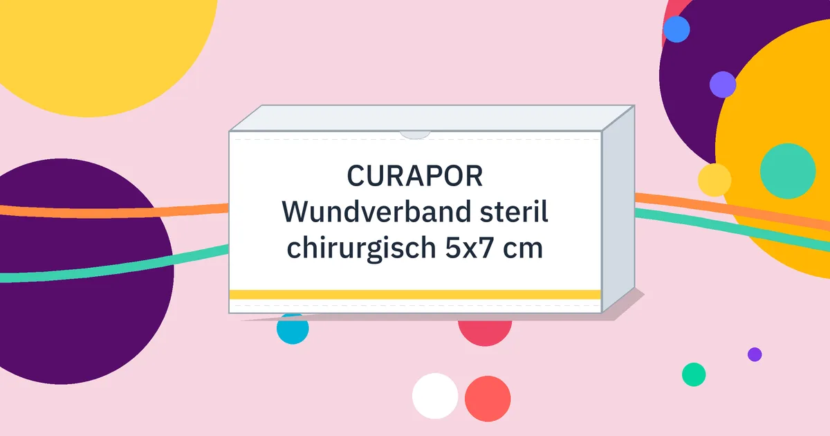Symbolbild: Packung mit der Aufschrift CURAPOR Wundverband steril chirurgisch 5x7 cm (PZN 19871341) – Verfügbarkeit und Bezug in Apotheken in Frankfurt am Main