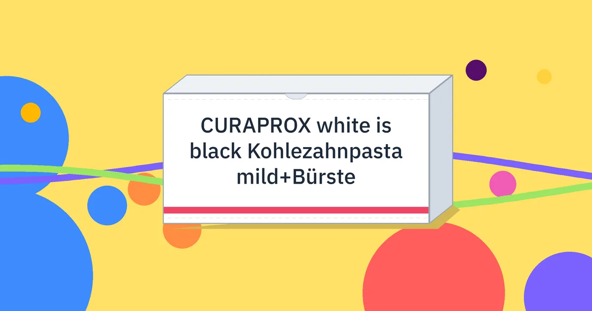Symbolbild: Packung mit der Aufschrift CURAPROX white is black Kohlezahnpasta mild+Bürste (PZN 11165856) – Verfügbarkeit und Bezug in Apotheken in Frankfurt am Main