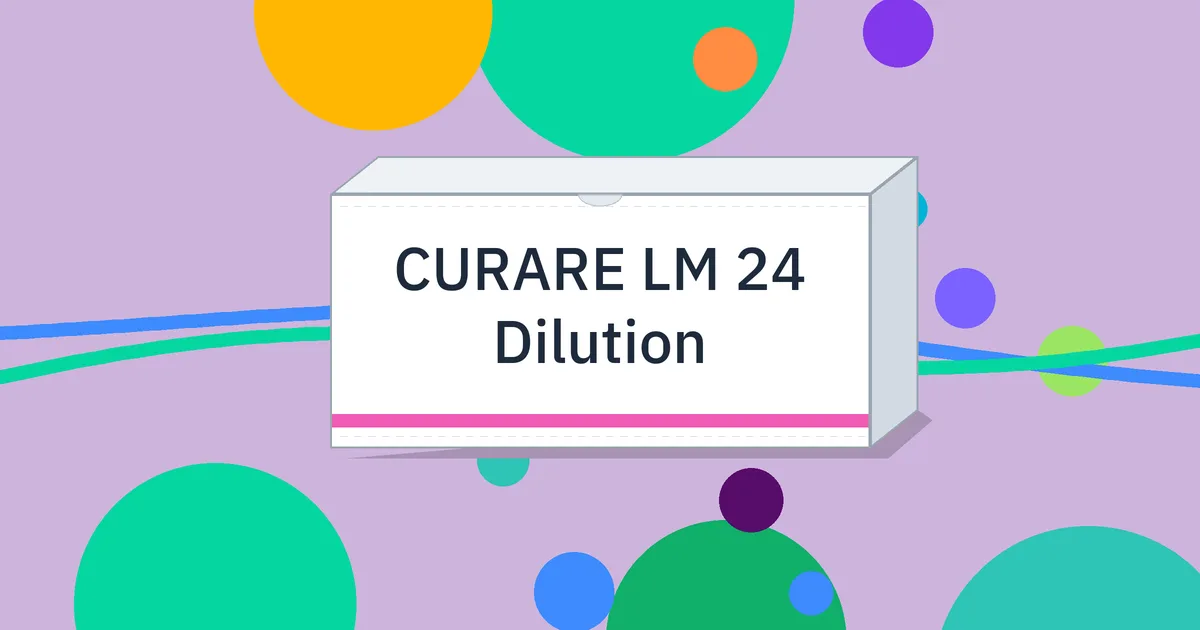 Symbolbild: Packung mit der Aufschrift CURARE LM 24 Dilution (PZN 12839647) – Verfügbarkeit und Bezug in Apotheken in Frankfurt am Main