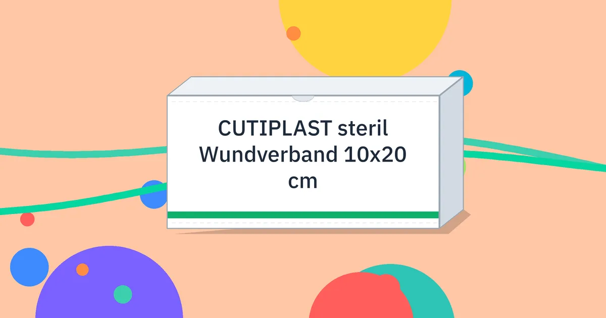 Symbolbild: Packung mit der Aufschrift CUTIPLAST steril Wundverband 10x20 cm (PZN 16925616) – Verfügbarkeit und Bezug in Apotheken in Frankfurt am Main