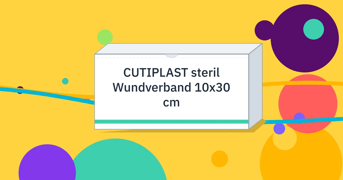 Symbolbild: Packung mit der Aufschrift CUTIPLAST steril Wundverband 10x30 cm (PZN 17831751) – Verfügbarkeit und Bezug in Apotheken in Frankfurt am Main