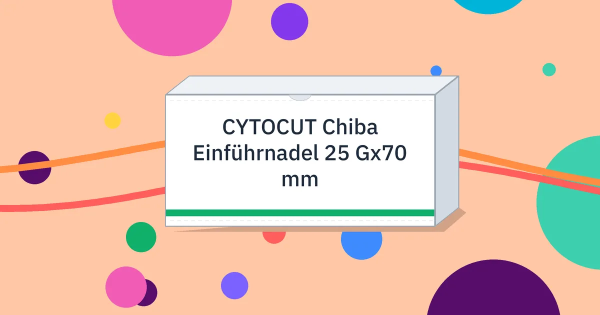 Symbolbild: Packung mit der Aufschrift CYTOCUT Chiba Einführnadel 25 Gx70 mm (PZN 16919739) – Verfügbarkeit und Bezug in Apotheken in Frankfurt am Main