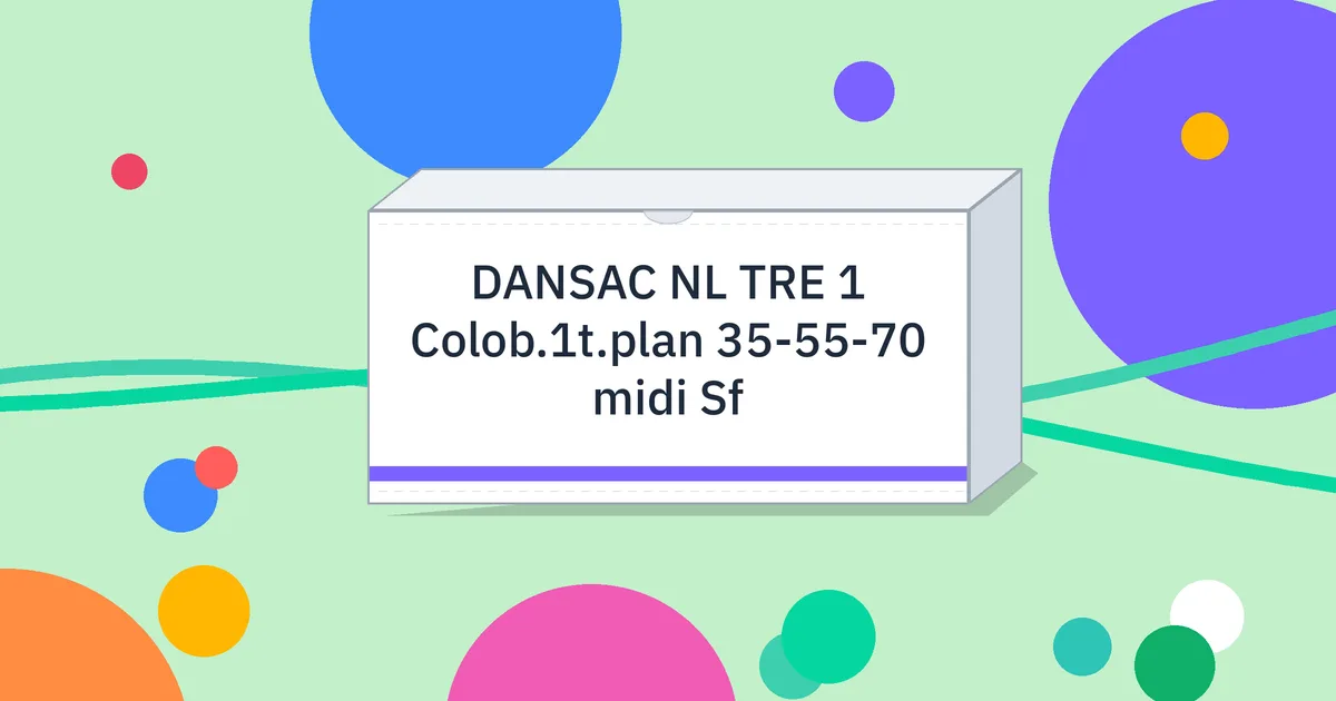 Symbolbild: Packung mit der Aufschrift DANSAC NL TRE 1 Colob.1t.plan 35-55-70 midi Sf (PZN 16197335) – Verfügbarkeit und Bezug in Apotheken in Frankfurt am Main