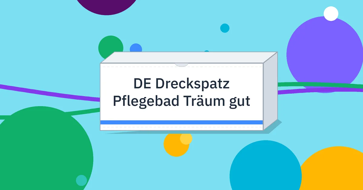 Symbolbild: Packung mit der Aufschrift DE Dreckspatz Pflegebad Träum gut (PZN 19495027) – Verfügbarkeit und Bezug in Apotheken in Frankfurt am Main