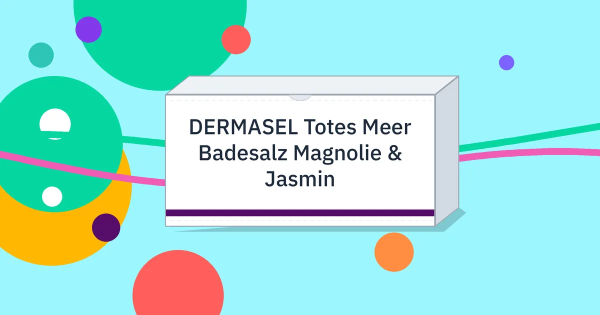 Symbolbild: Packung mit der Aufschrift DERMASEL Totes Meer Badesalz Magnolie & Jasmin (PZN 17438700) – Verfügbarkeit und Bezug in Apotheken in Frankfurt am Main