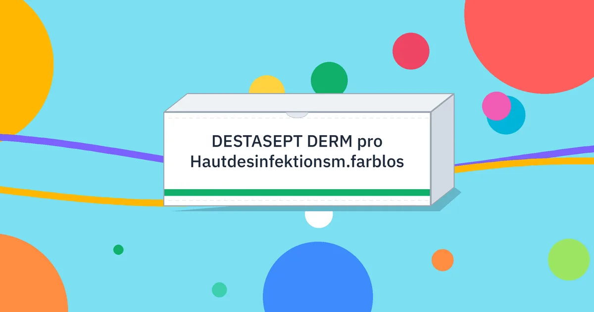 Symbolbild: Packung mit der Aufschrift DESTASEPT DERM pro Hautdesinfektionsm.farblos (PZN 10088823) – Verfügbarkeit und Bezug in Apotheken in Frankfurt am Main