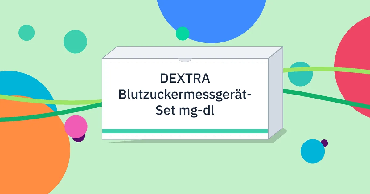 Symbolbild: Packung mit der Aufschrift DEXTRA Blutzuckermessgerät-Set mg-dl (PZN 11162533) – Verfügbarkeit und Bezug in Apotheken in Frankfurt am Main