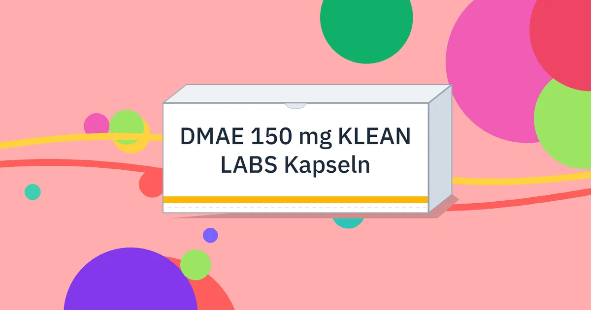 Symbolbild: Packung mit der Aufschrift DMAE 150 mg KLEAN LABS Kapseln (PZN 19492939) – Verfügbarkeit und Bezug in Apotheken in Frankfurt am Main