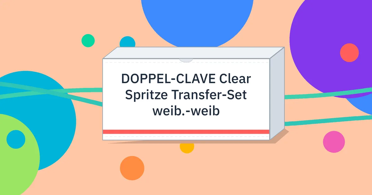 Symbolbild: Packung mit der Aufschrift DOPPEL-CLAVE Clear Spritze Transfer-Set weib.-weib (PZN 18796637) – Verfügbarkeit und Bezug in Apotheken in Frankfurt am Main
