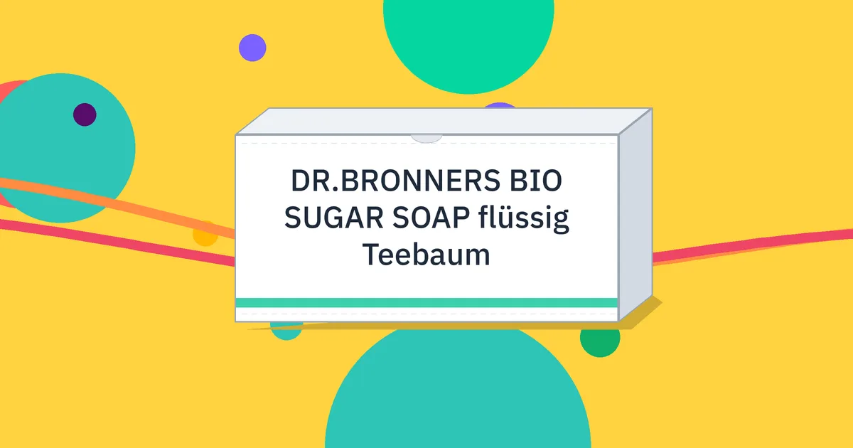 Symbolbild: Packung mit der Aufschrift DR.BRONNERS BIO SUGAR SOAP flüssig Teebaum (PZN 19241976) – Verfügbarkeit und Bezug in Apotheken in Frankfurt am Main