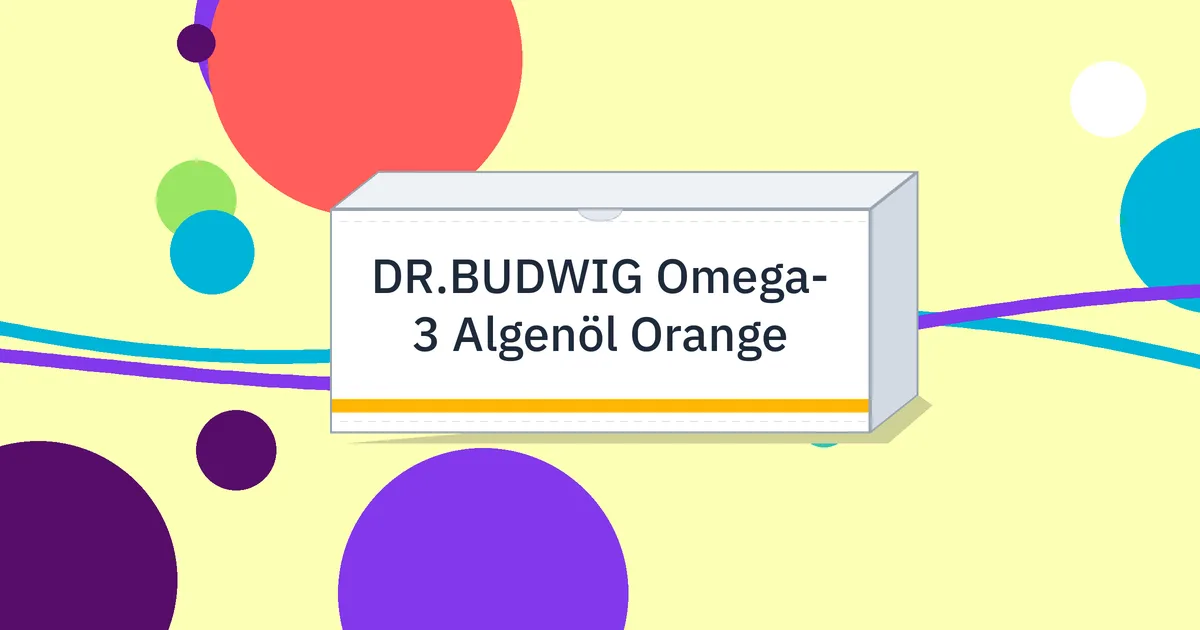 Symbolbild: Packung mit der Aufschrift DR.BUDWIG Omega-3 Algenöl Orange (PZN 19769051) – Verfügbarkeit und Bezug in Apotheken in Frankfurt am Main