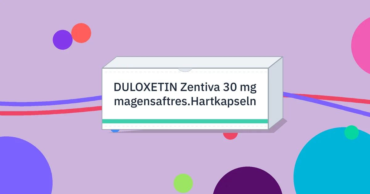 Symbolbild: Packung mit der Aufschrift DULOXETIN Zentiva 30 mg magensaftres.Hartkapseln (PZN 16565690) – Verfügbarkeit und Bezug in Apotheken in Frankfurt am Main