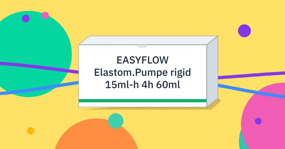 Symbolbild: Packung mit der Aufschrift EASYFLOW Elastom.Pumpe rigid 15ml-h 4h 60ml (PZN 19262671) – Verfügbarkeit und Bezug in Apotheken in Frankfurt am Main
