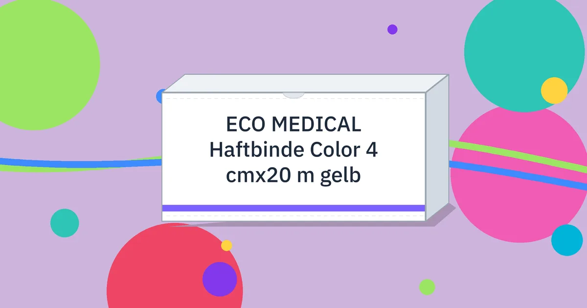 Symbolbild: Packung mit der Aufschrift ECO MEDICAL Haftbinde Color 4 cmx20 m gelb (PZN 00751367) – Verfügbarkeit und Bezug in Apotheken in Frankfurt am Main
