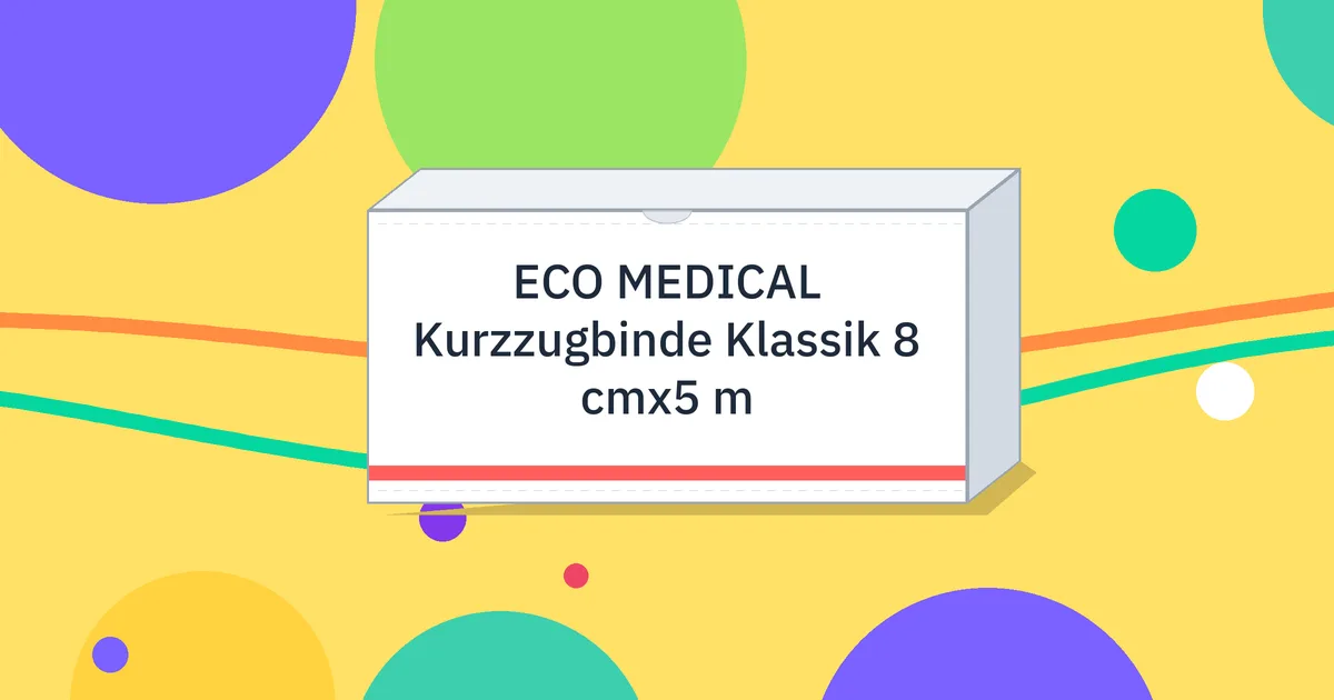 Symbolbild: Packung mit der Aufschrift ECO MEDICAL Kurzzugbinde Klassik 8 cmx5 m (PZN 00743824) – Verfügbarkeit und Bezug in Apotheken in Frankfurt am Main