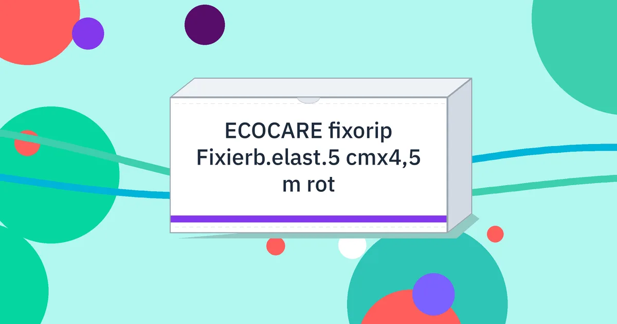 Symbolbild: Packung mit der Aufschrift ECOCARE fixorip Fixierb.elast.5 cmx4,5 m rot (PZN 11520116) – Verfügbarkeit und Bezug in Apotheken in Frankfurt am Main